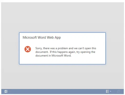 Need Help Microsoft Word Web App Error